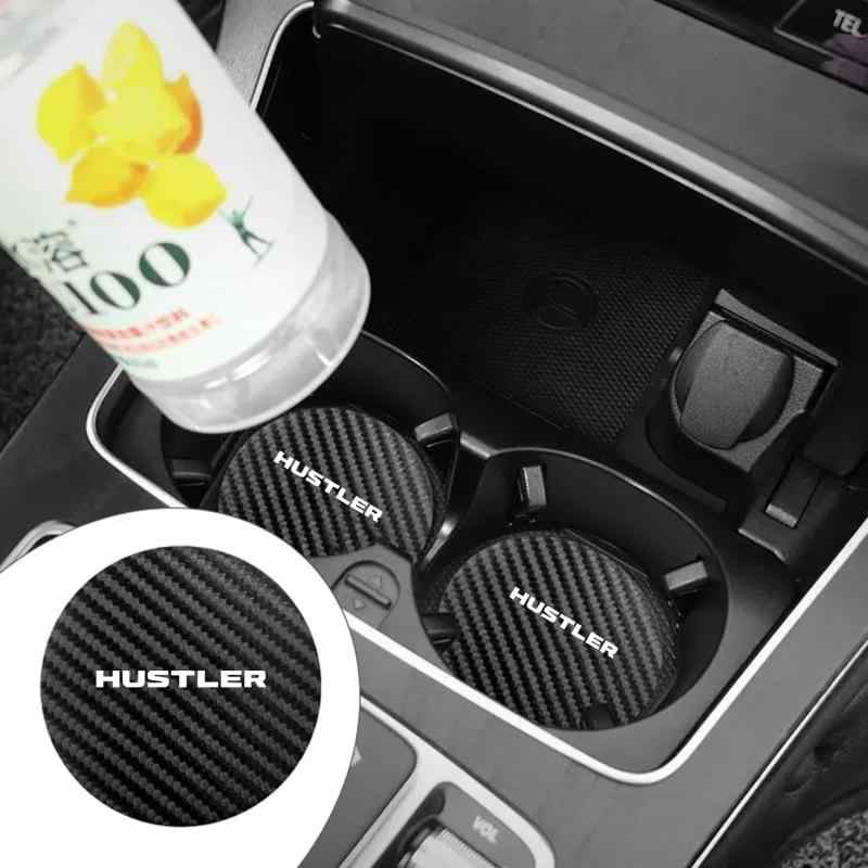 【スズキ ハスラー 専用】車用ノンスリップ コースター, ハスラー専用アクセサリー, Hustler ハスラー ドリンクホルダー用 カップマット, 新型 ハスラー 内装パーツ, レザー 直径68mm 2枚入 滑1.【専用ロゴ・おしゃれな設計...