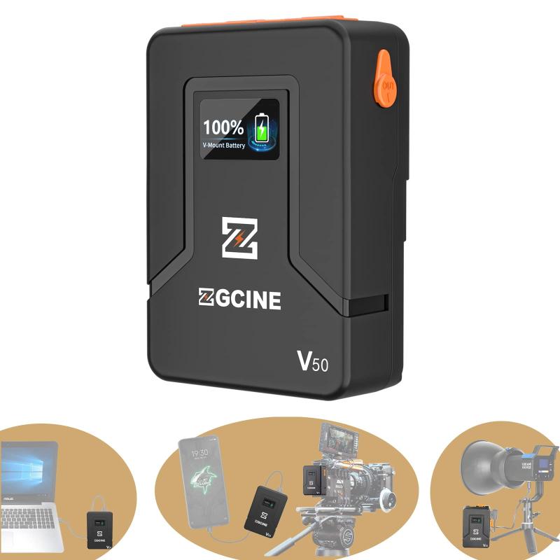 ZGCINE Vマウントバッテリー USB Type-Cで充電 機内持ち込み可能 50 Wh (3400mAh / 14.8V) 大容量 カメラバッテリー PD USB-C 65W充電器をサポートし、D-TAP BP USB-C USB-A...