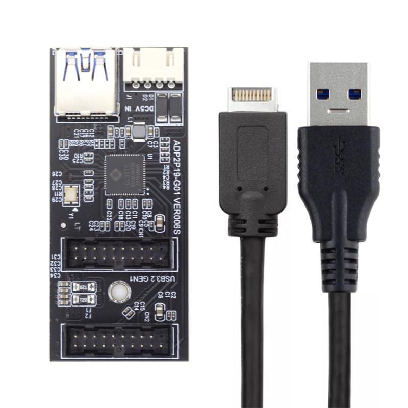 xiwai Dual Ports USB 3.0 19/20Pin Female Header Splitter to Single 19/20Pin Motherboard Connector PCBA Adapter HUB 5Gbps