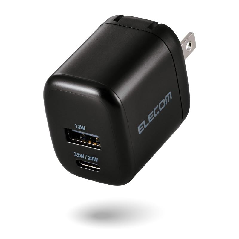 エレコム 充電器 33W 2ポート Type-C USB-A PD対応 【PSE技術基準適合/PPS対応/急速充電】