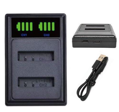 バッテリーキング バッテリー2個同時充電可 オリンパス対応 LI-90B USB充電器 USB付 LCD LI90B 互換品LCD液晶画面が搭載されており充電状況が表示されます。2個が同時充電できますし、1個での充電もできます。とてもコンパ...