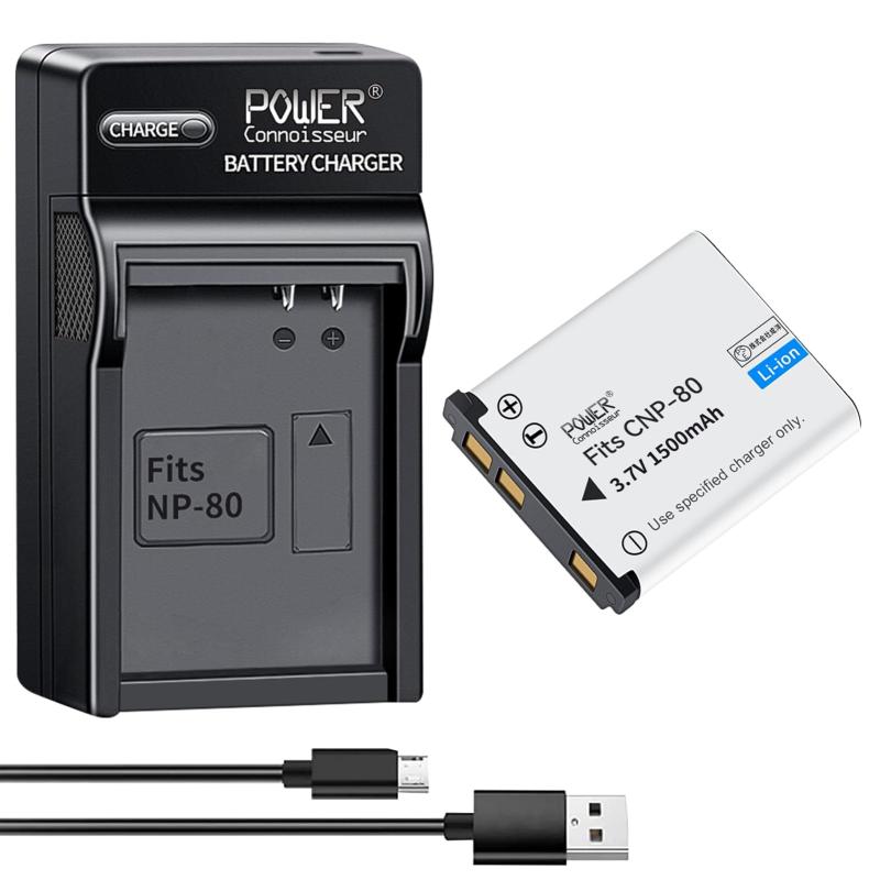 「Power-connoisseur」Casio対応 NP-80 3.7V 1500mAh交換バッテリー+互換USB 充電器 セットEX-Z550,EX-ZS150BK,EX-ZS150GD,EX-ZS150GN,EX-ZS150VP,EX...