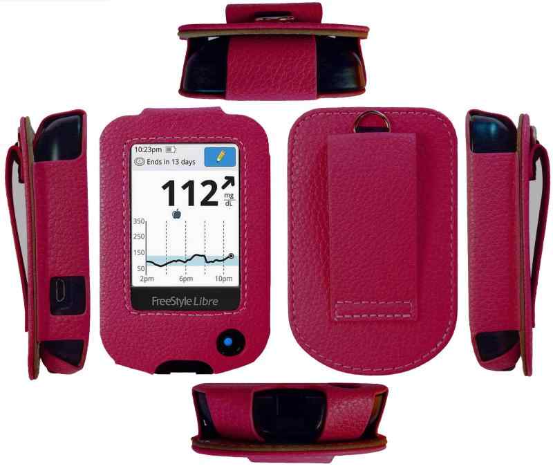 Freestyle Libre 2 &amp; 3、14 Day用スクリーンプロテクター付きフィットレザーケース(FLC-LBHPK)フィットレザーケース、フリースタイルリブレ2、フリースタイルリブレ14日、フリースタイルリブレHDのための...