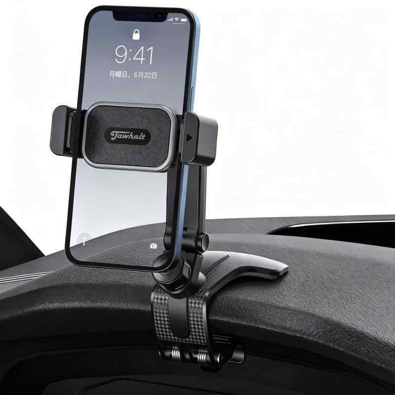 Jawhalt 車載スマホホルダー 360°回転可能 多機能 車 スマホスタンド クリップ 4～7.2インチの全スマートフォンに対応[精巧でコンパクトなサポート]：Jawhaltスマホ車載ホルダーは、精巧でコンパクトなスマホサポートと球状接...