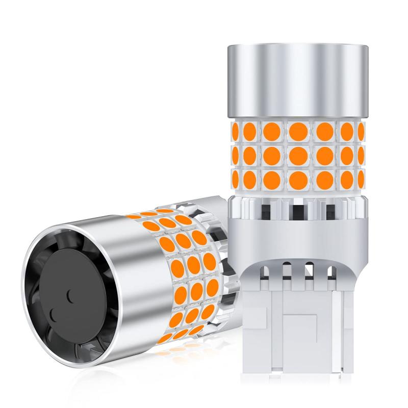 GOSMY 12V-24V車用 T20 ピンチ部違い LED ウインカーバルブ ハイフラ防止 抵抗内蔵 WY21W/ WX3×16d T20シングル アンバー 24連CSP 2020SMD 日本車専用 無極性 車検対応 冷却ファン搭載 15...
