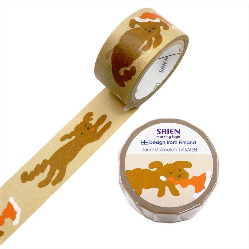 日本製SAIENマスキングテープ Santa dogs20mm×5m巻TR-406911和紙、箔日本製