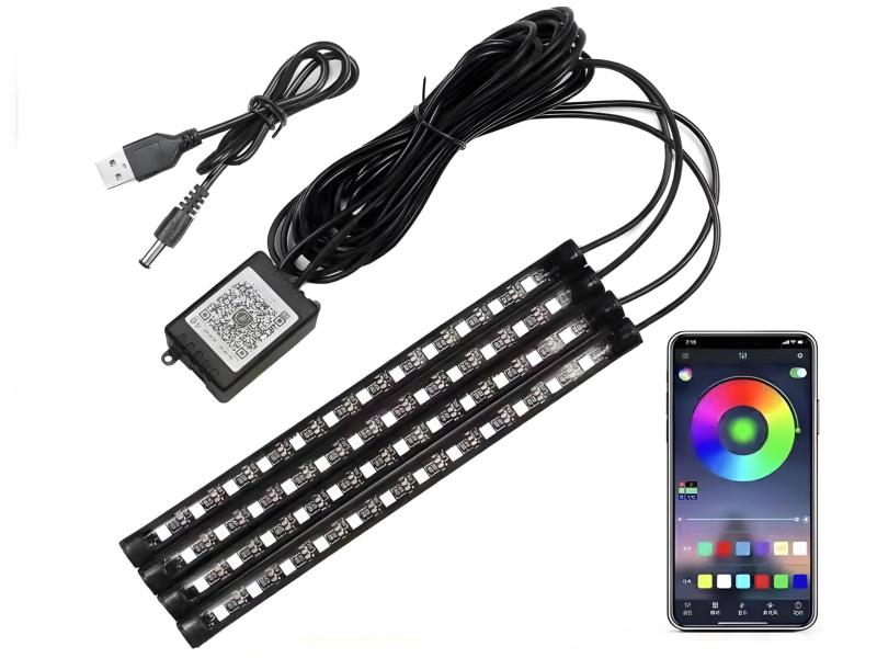 TradeWind LEDテープライト USB給電 RGB 車内イルミネーション スマホアプリ 音に反応 フットランプ