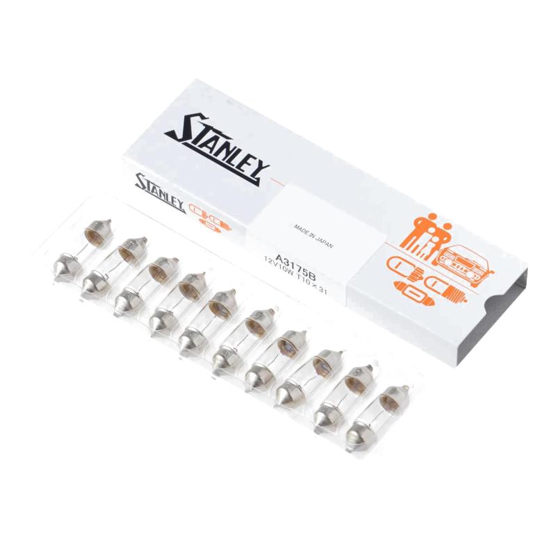 スタンレー電気(STANLEY) ルームランプ用電球 12V 10W T10x31 10個入 A3175B クリア 自動車 補修 交換用 バルブ定格:12V10Wガラス球:T10×31口金:S8.5/8.5