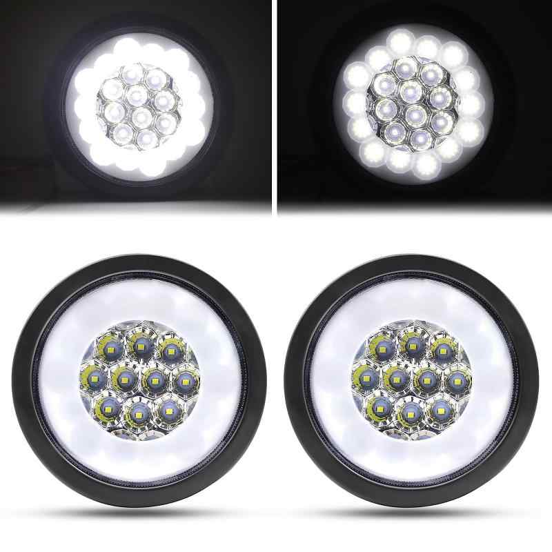 LED丸型テールライト 24 ランプビーズ、ゴムリング トレーラーテールライト、防水、高輝度、ユニバーサル, 2個【優れたランプチップ、高輝度】当社のトレーラーライトは、24個の最高級LEDチップを搭載し、暗闇でも超高輝度を提供します。車両...