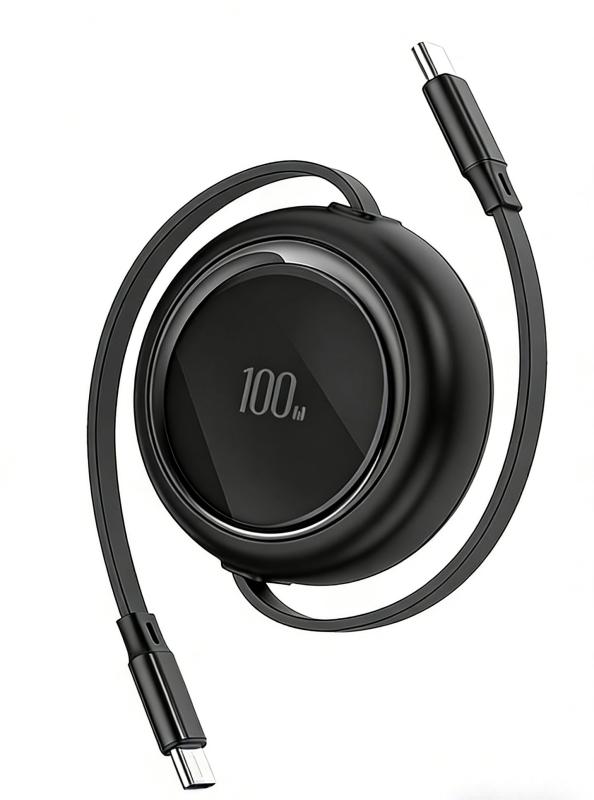 VECASDEN USB C to USB C ケーブル、100W 伸縮式 Type C 充電ケーブル、4段階伸縮式長さ調節、Phone 17/16 Pro/Plus/Pro Max、MacBook、Pad、Samsun S24/S23+ ...