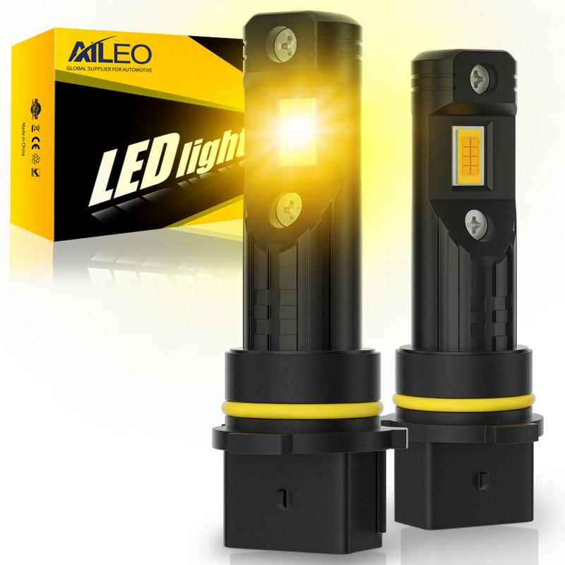 AILEO 880/881/5202/9145/P13W/PSX24W LEDフォッグライト 車用バルブ 車検対応 6000LM 発光色3000Kイエロー エラーキャンセル 99%車種適応 60000時間長寿命 取り付け簡単