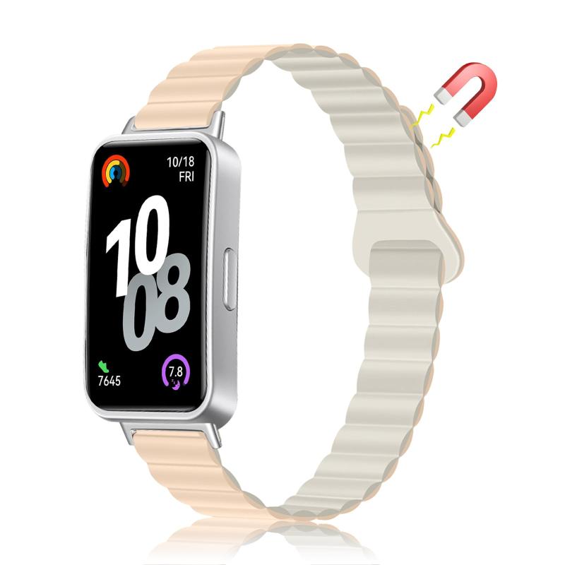 [LuFiYa] 磁気 シリコン 交換バンド HUAWEI Band 10 / 9 / 8用 シャオミ スマートウォッチ ファーウェイバンド10 時計ベルト 磁気 シリコン 交換ストラップ 固定バックル付き 腕時計 ベルト Huawei (フ