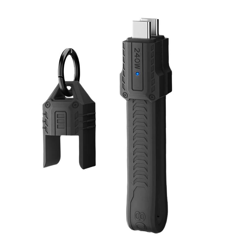 Cablecc 240W 80Gbps フラットスリム FPC ケーブル USB5.0 16K@30hz 8K@60Hz 5K ストラップ ストラップチェーン ブラック USB4.0 Thunderbolt3/4/5 対応1) 実用的な24...