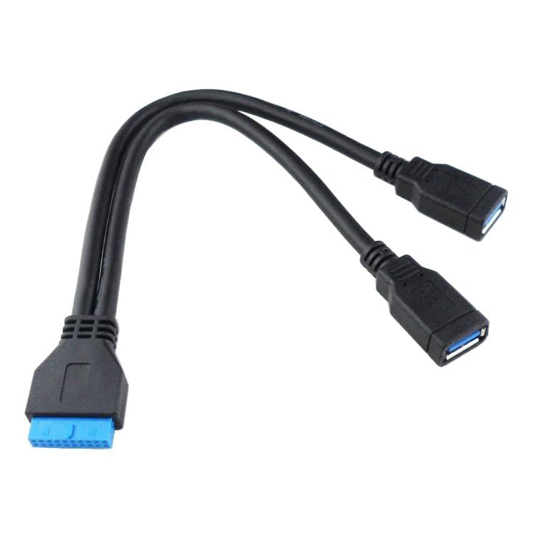 Cablecc USB 3.0 2ポートメス - マザーボード 20ピンヘッダーケーブル フロントパネル用 20cmUSB 3.0 ポート x 2 スイッチ - USB 3.0 20 ピン ケーブル x 1このケーブルを使用すると、20ピン...