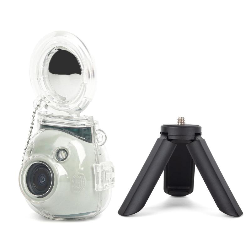 HIYQIN Fuji Mini Pal 保護ケース 自撮りミラーと三脚付き クリアケース 三脚 Instax Mini Palインスタントカメラ対応 - Fuji Palカメラアクセサリー