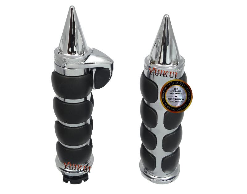 YUIKUI RACING 1インチ/ 25mm オートバイ カスタムグリップ アルミ クローム バイク ハンドルグリップ ハンドルバーキャップ スロットルボス アシストバー付き KAWASAKI VN 800 VULCAN/CLASSIC...