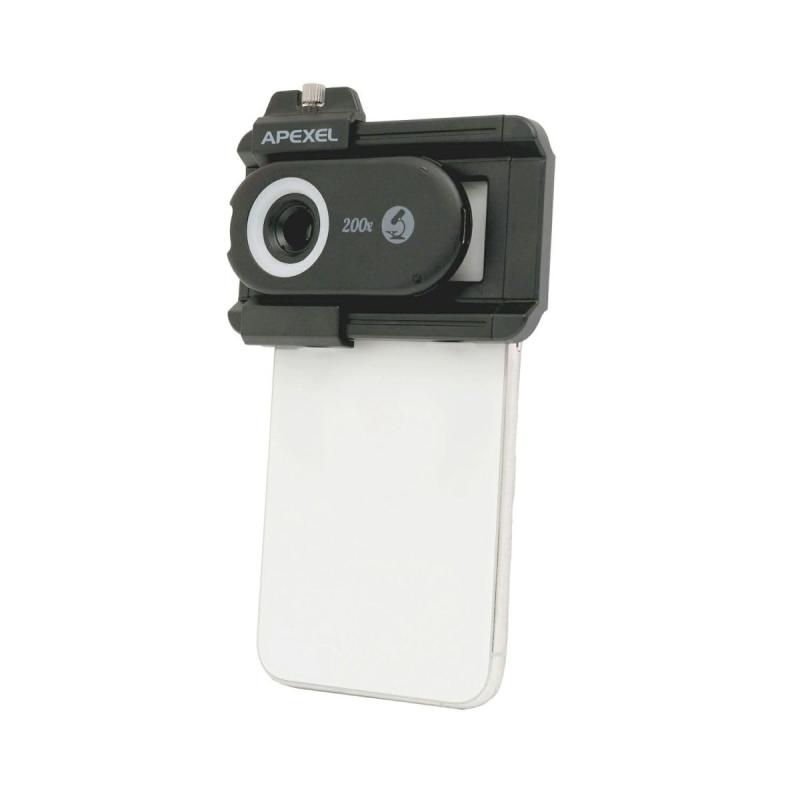 APEXEL スマートフォン顕微鏡 APL-MS200 200倍 高輝度LEDライト コンパクト 828835コンパクトなスマホ用顕微鏡。様々なスマートフォンに取り付けることが可能です。白、電球色、UVライトモードなどを含む、12パターンの...