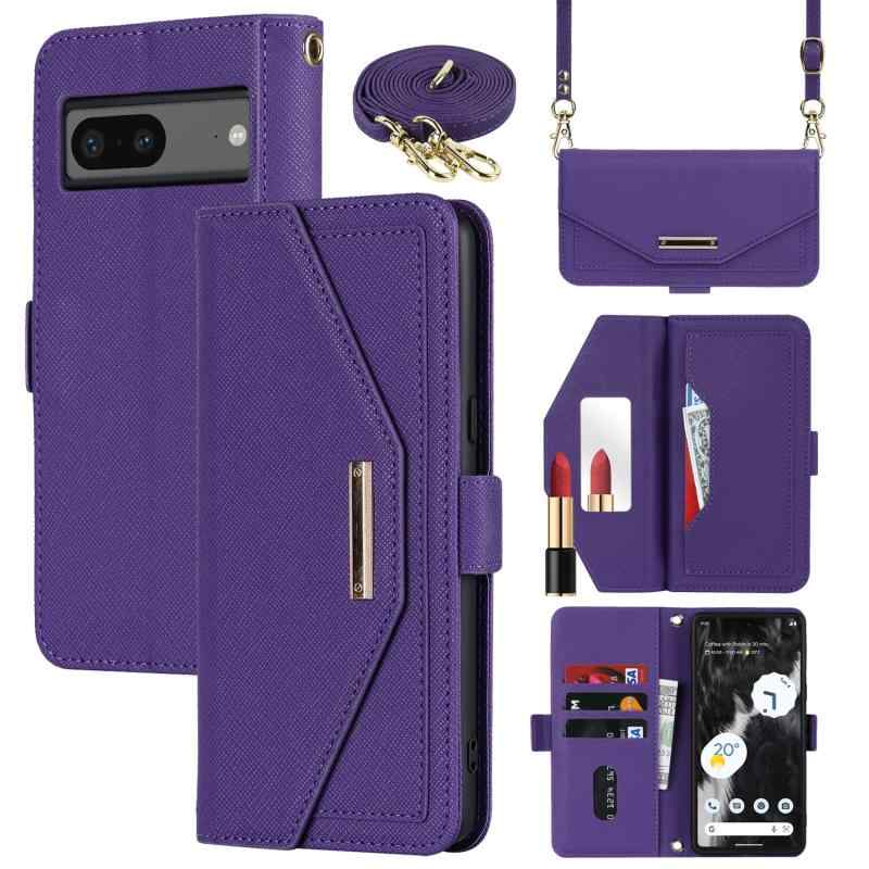 Cross pattern Wallet leather case for Pixel 7【収納力抜群】：ケース内側にはカードを2-3枚収納できるカードポケットとメモ、2枚の紙幣など収納できるポケットがあります。Dカードや運転免許証、交通カ...