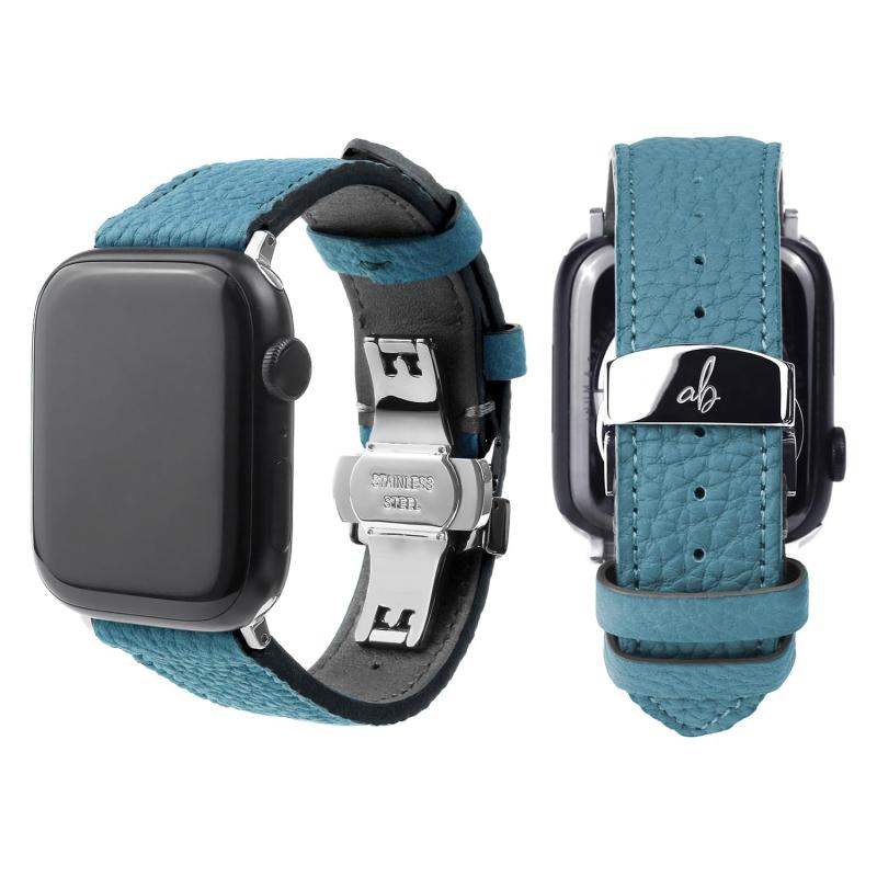 [アビィシグネチャー] アップルウォッチ バンド 革 シュランケンカーフ Apple Watch Series 1-10 / SE/Ultra 1-2 対応 [ ドイツ製レザー 日本革職人ハンドメイド プッシュ式Dバックル 高耐久性 耐摩耗...
