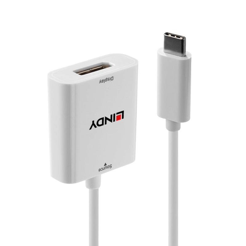 LINDY USB3.1 Type-C to DisplayPort アクティブ変換アタブタ(型番:43245)USB Type-Cコネクタは上下がなく、向きを確認しなくても接続できます繋ぐだけですぐに使え、ドライバ不要ですすべてのThun...