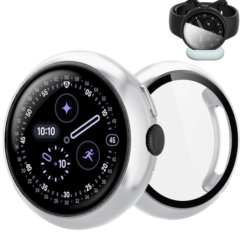 Yaodle For Pixel Watch 4 45mm カバー Pixel Watch 4 保護ケース 装着充電可能 PC素材 ガラスフィルム一体型 全面保護 二重構造 防塵 日本旭硝子材 キズ防止 軽量(45mm,シルバー)対応機種：...