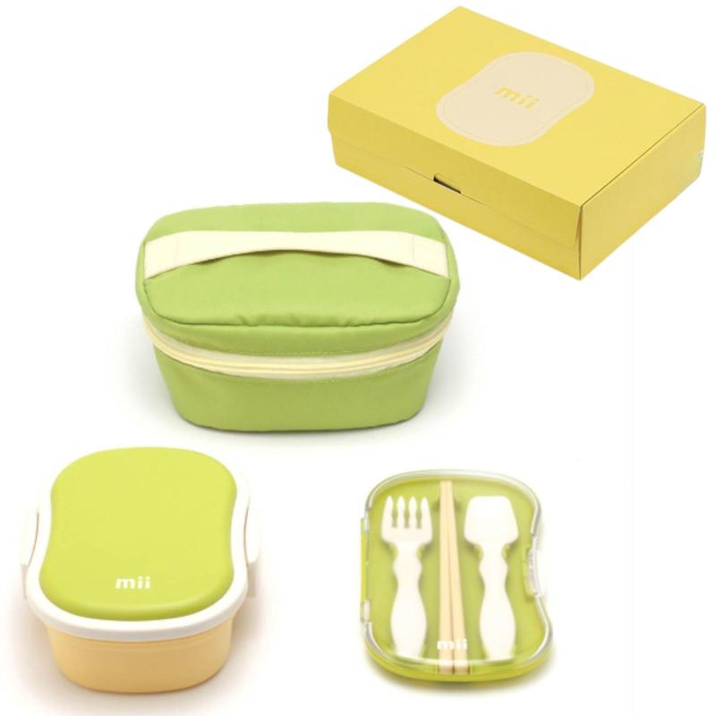 mii ミィ for ギフト 食べる量に合わせて容量が変えられる 子供 弁当箱 保冷 &amp; スプーン・フォーク・箸セット 保冷ランチバッグセット 軽い 保育園 幼稚園 小学生 男の子 女の子 仕切り付
