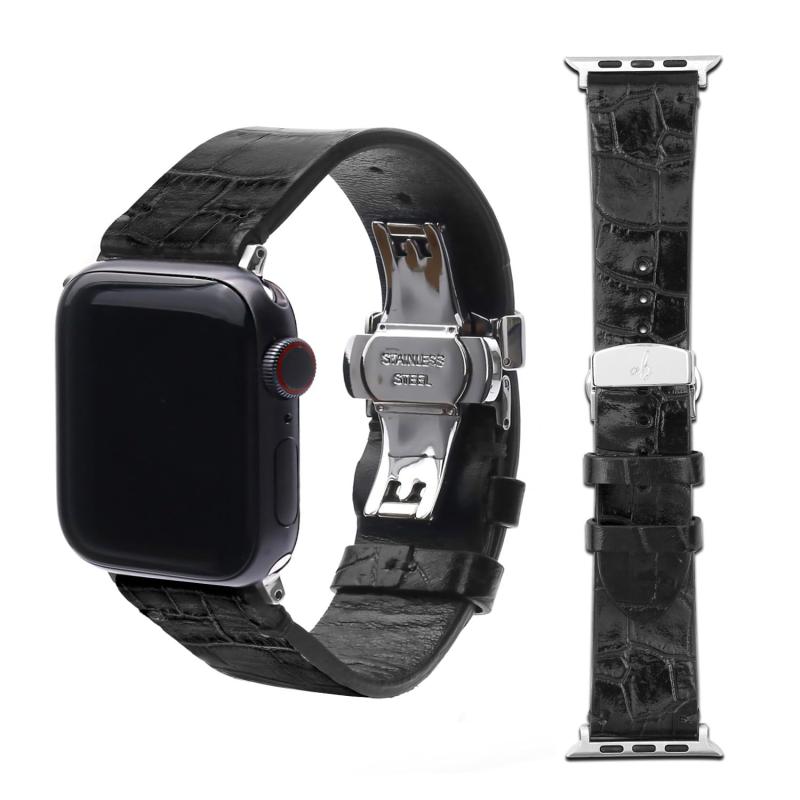 [アビーシグネチャー] Apple Watch用レザーバンド 41/40/38mm用 LIPARI イタリアンレザーバンド ブラック ABS26144AW【対応デバイス】 Apple Watch 41mm(Series9/8/7), 40m...