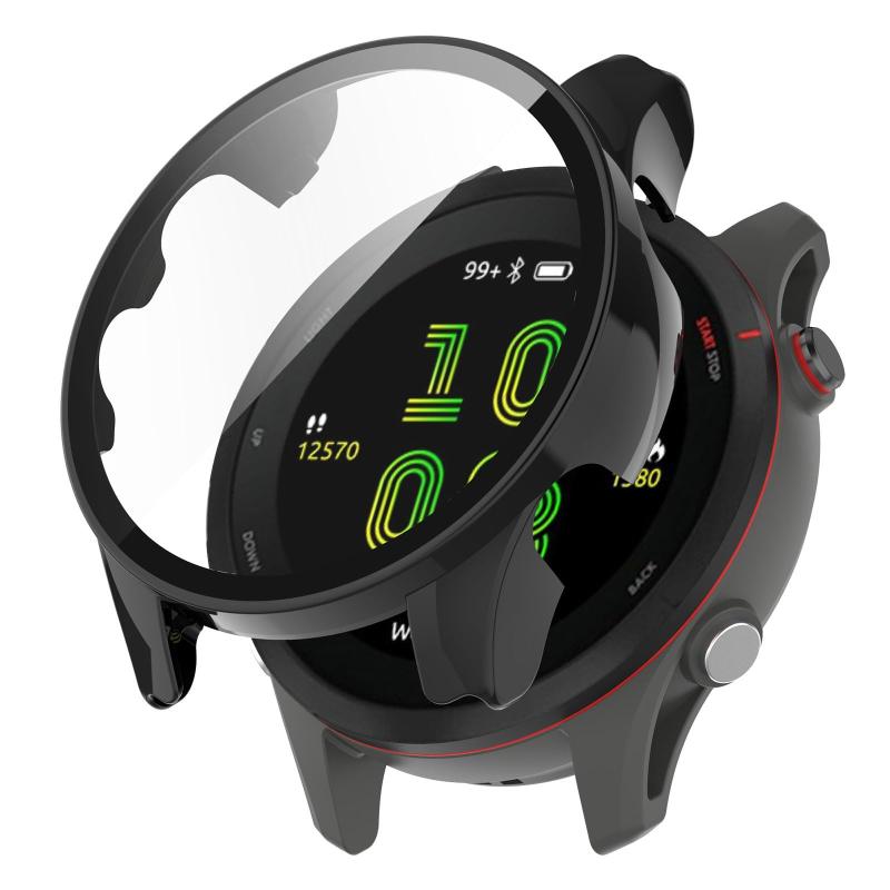 YAODLE For GARMIN Forerunner 255/255 Music カバー GARMIN Forerunner 255/255 Music ケース PC素材 カバー ガラスフィルム一体型 全面保護 二重構造 防塵 日本旭硝...