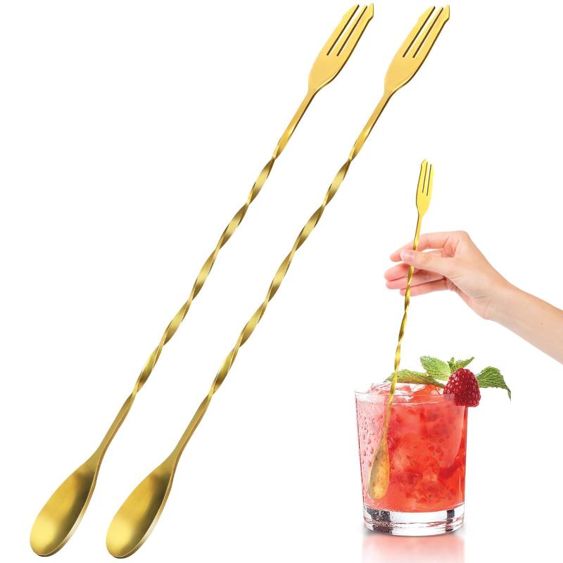 YUXIKIS 超長バースプーン 32cm 2本セット カクテルスプーン ステンレス スパイラル 攪拌スプーン 高耐久性 業務用 家庭用 バーテンダー プロ愛用 食洗機対応 高耐久性 業務用 家庭用バーテンダースプーン、ミキシングのための必...