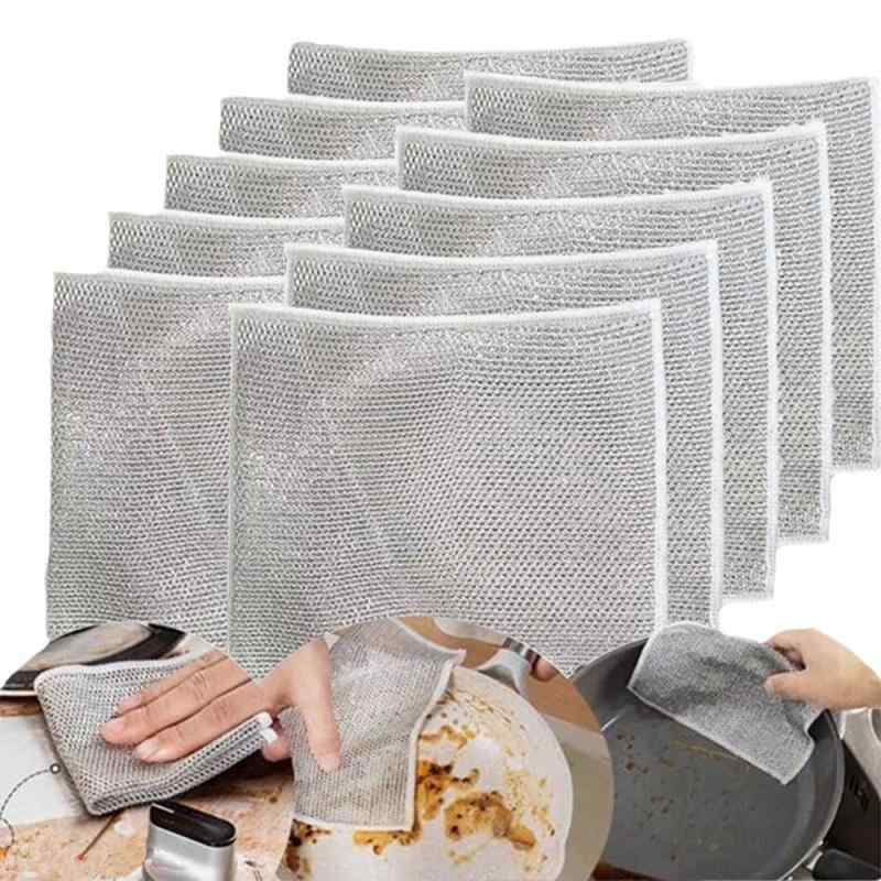 EOMECUIGAO 油汚れ クロス 両面 20×20cm 金属ワイヤー ふきん 10枚入り最高品質の素材：食器洗い布タオルは高品質のPVA素材で作られており、台所に最も適したクリーニング繊維素材です、特殊な加工処理により、その一部はスチー...