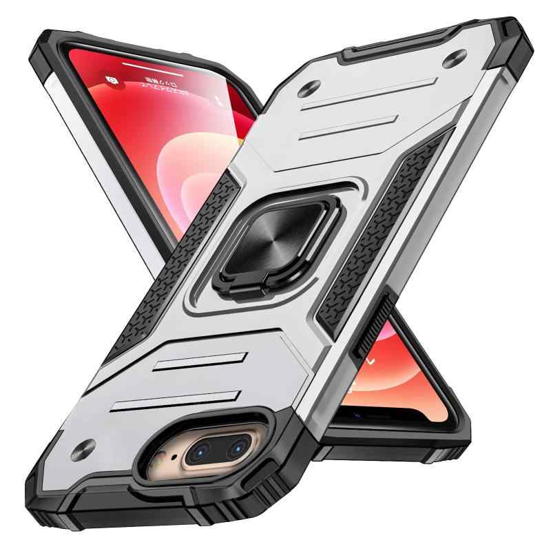 WACJOSD 対応 iphone 8 plus / 7 plus 用の ケースリング付き 耐衝撃 衝撃吸収 米軍MIL規格取得 レンズ保護 TPU+PC リング付き 指紋防止 車載ホルダー対応 スタンド機能 防塵 薄型 軽量 落下防止 擦...