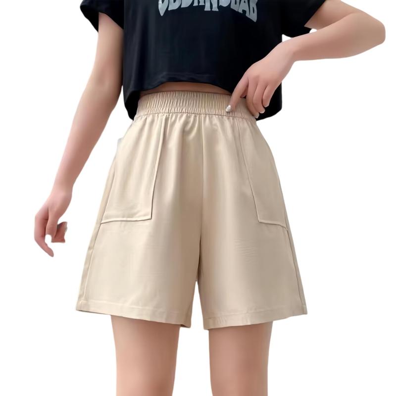 レディース カジュアル ショートパンツ, 伸縮性ウエスト, 五分丈, 薄手, 柔らかい 通気 吸汗 速乾 ヨガ ランニング，ポケット付きデザイン: ハイウエストデザインで、ゆったりとしたシルエットが特徴的なショートパンツです素材感: 薄手の...