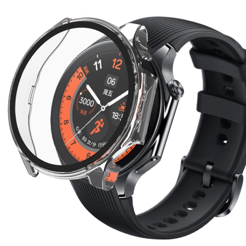 Lamshaw for OPPO watch X, OnePlus Watch 2 ハードケース、強化ガラススクリーンプロテクター、PCケース 耐衝撃カバー 傷防止 耐衝撃 OPPO watch X/OnePlus Watch 2スマートウ...