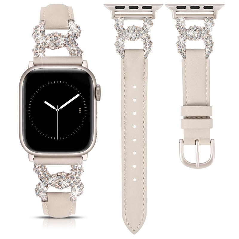 コンパチブル Apple Watch バンド 本革 キラキラC型 38／40／41／42／44／45／46／49mm アップルウォッチ バンド レザー おしゃれ レディース あっぷるうぉっち 交換ベルト 女性 柔らかい 可愛い ベ【ダブルリ...