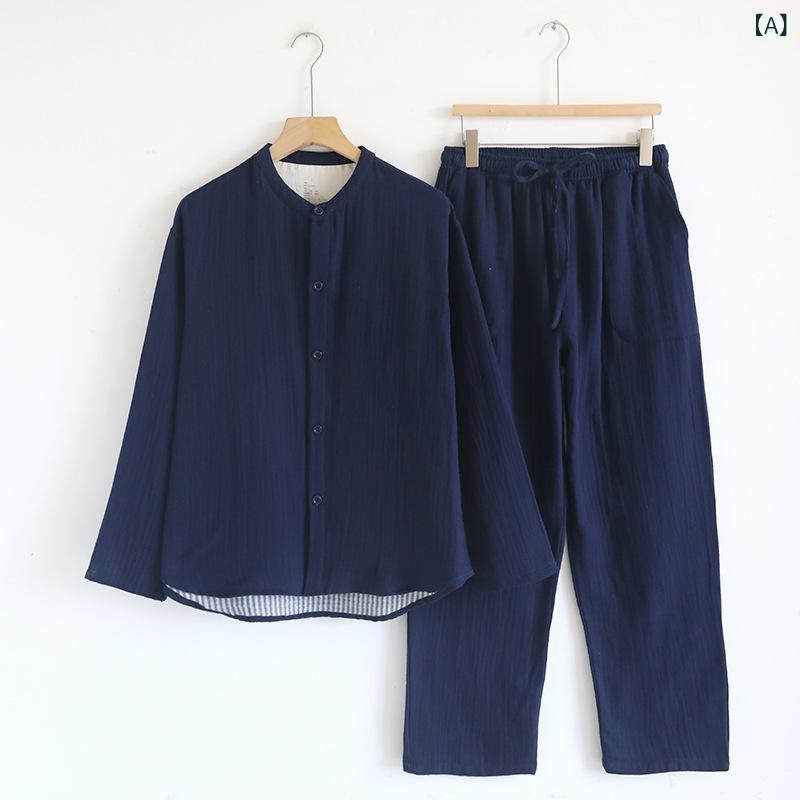 国民 的 トレンド スタイルの 綿の ホーム 服、 シンプルな 長袖 ズボン、 ラウンド ネックの 二 層 先 染め 綿糸 パジャマ、 男性と 女性の ための カジュアルな スタイル製品カテゴリー: パジャマ生地名: コットンスタイル: ス...