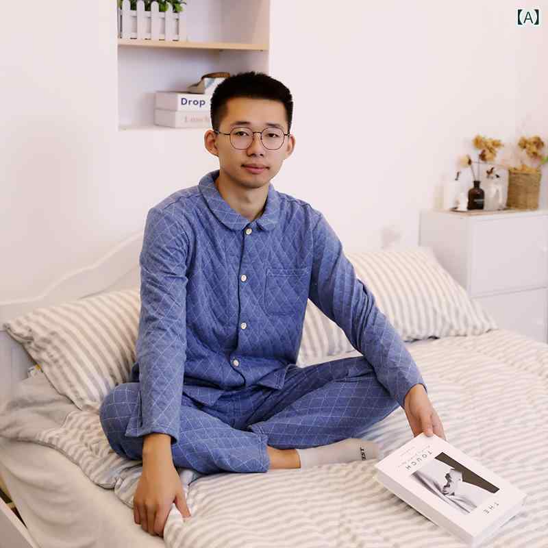 天竺 綿 エアレイヤーパジャマセット 男女 兼用 長袖 長 ズボン カップル セット 秋冬 ホームウェアセット製品カテゴリ: セット生地名: コットンメイン生地成分: コットン発売時期: 2024年秋季節にぴったり: 四季通用カラー: 紺色...