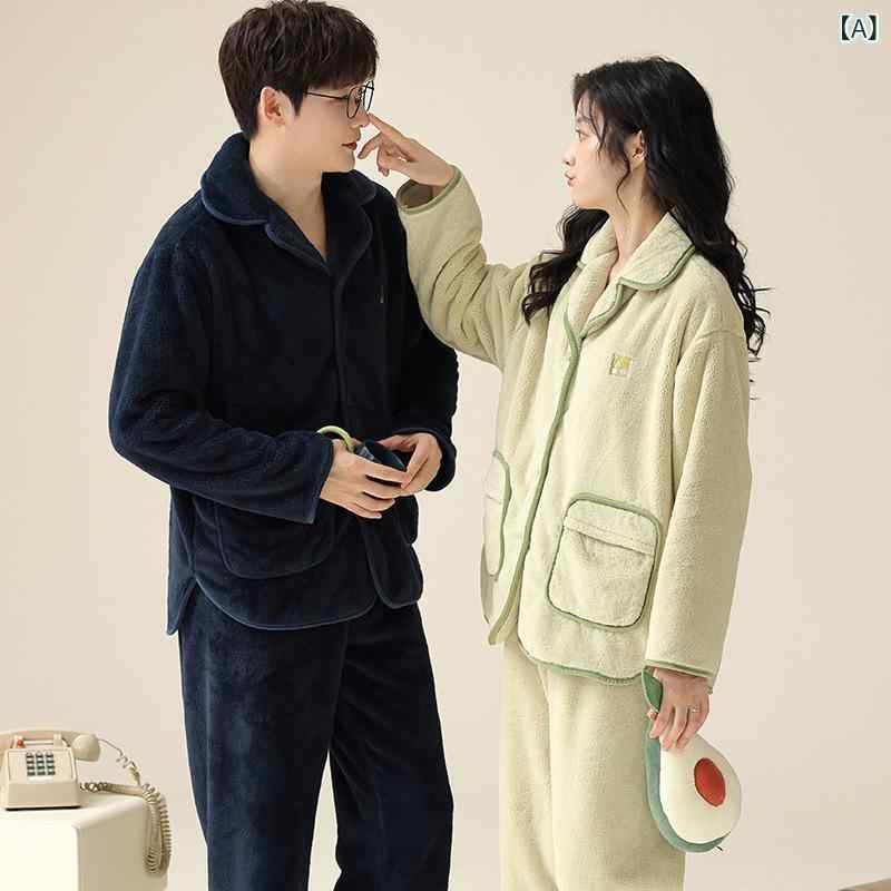 卓 家 カップル パジャマ 冬 フランネル ベルベット 厚手 秋冬 モデル 男性 女性 保温 サンゴ ベルベット 家庭 服製品カテゴリー: パジャマ生地名: フランネルスタイル: カーディガン,シンプルかつカジュアル主な生地構成: ポリエス...