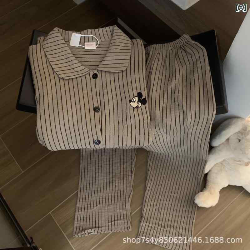 カップルの パジャマの 女性 春秋の 大きい サイズの 雲の 綿の ガーゼの 越境 する 家の 服の 男性の ストライプの 長袖の スーツの 春製品カテゴリー: パジャマ生地名: クラウドコットンスタイル: プリント,韓国語版主な生地構成:...