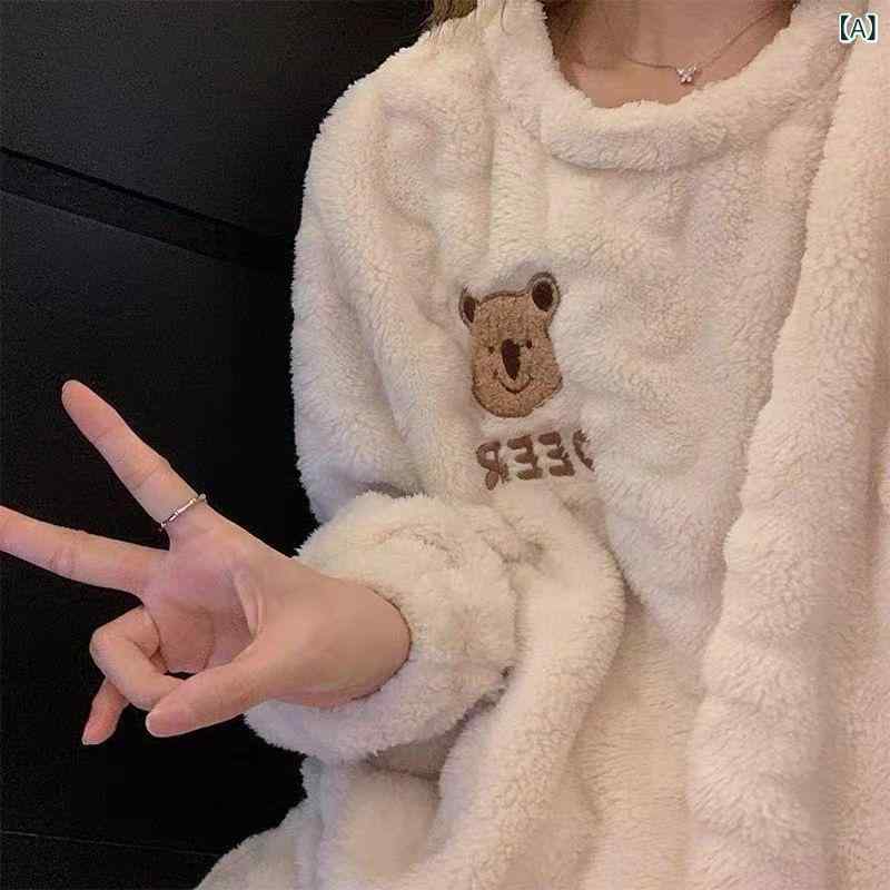 秋冬 メンズコーラルフリースプルオーバーパジャマ、 女性 用 裏 起毛 厚手、 男女 兼用 ラウンドネックホームウェア、 高級 感製品カテゴリ: パジャマ生地名: コットンデザイン: セットメイン生地成分: コットン厚さが薄い: 厚くする生...