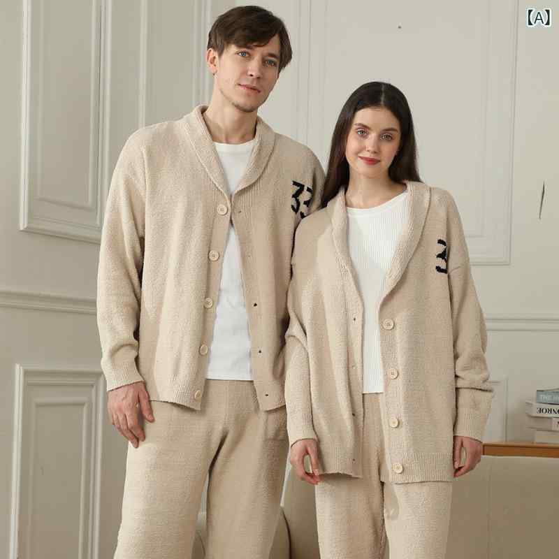 2024 秋冬の 新型 カップルの 家庭 服は v ネックの シンプルな 国境を 越えた 爆発 的な ins パジャマ セットを 着る ことが できる製品カテゴリー: スーツ生地名: ポリエステルスタイル: スーツ,シンプルかつカジュアル主...