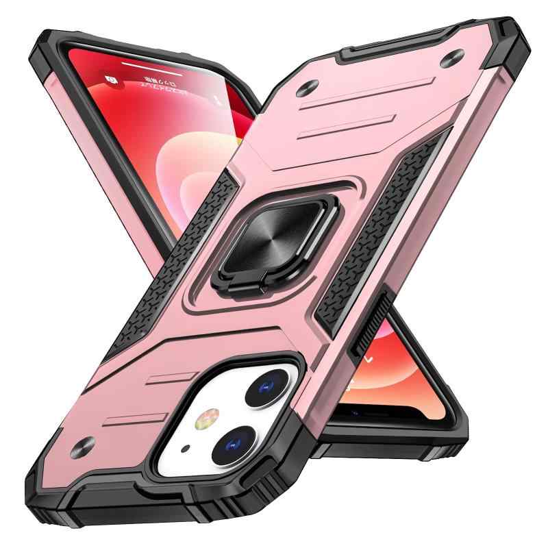 WACJOSD 対応 iphone 12 mini 用の ケース リングつき 耐衝撃 衝撃吸収 傷防止リング 米軍MIL規格取得 TPU+PC 指紋防止 車載ホルダー対応 スタンド機能 防塵 薄型 軽量 落下防止 液晶保護フィルム 付【対応...