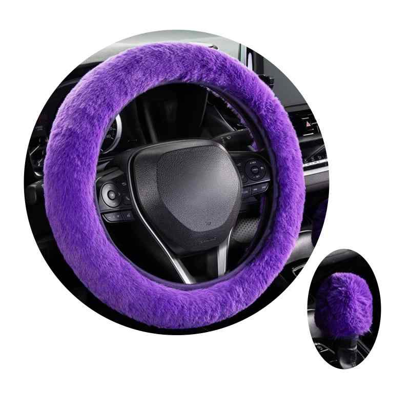 wowjimi ハンドルカバー 2点セット 軽自動車 汎用 カー用品 自動車 汎用 ステアリングカバー カーアクセサリー メンズ レディース 男女兼用 秋冬 暖かい 滑り止め 防寒 ふわモコ柔らかい クリ✦【冬季必需品】適応性抜群、伸縮性の...