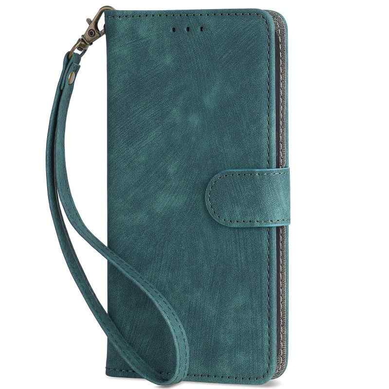 For Doogee Note 59 / 59 Pro ケース 手帳型 スマホケース 【SHANCHI】(掛绳 x 1) 磁気開閉 耐衝撃 カード収納機能 レンズ保護 合成皮革 + TPUケース 指紋防止 (グリーン)【対応機種】Dooge...