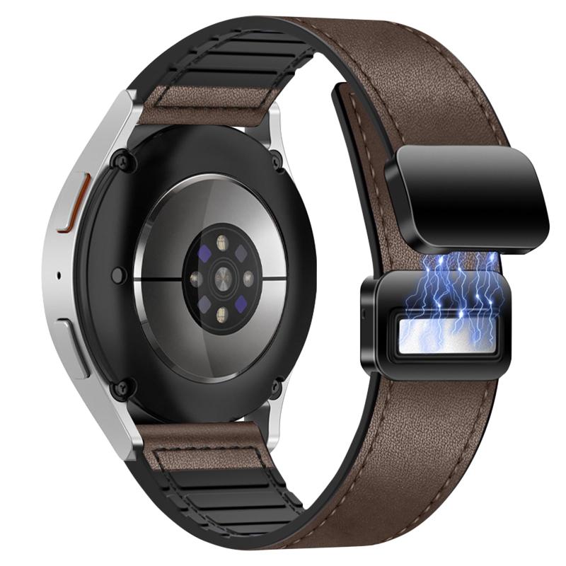 [YealRed] 20mm レザーシリコン製時計ベルト Garmin Forerunner 70/170/170 Music/ 570 42mm/Vívoactive 6/5 に対応 交換バンド レザー シリコン ストラップ 磁気バックル...