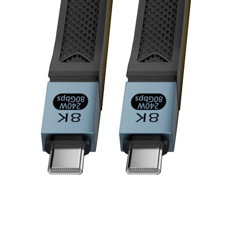 Cablecc 80Gbps 240W USB 5.0 オス-オス フラットバージョン Eマークチップ付き FPCリボンケーブル