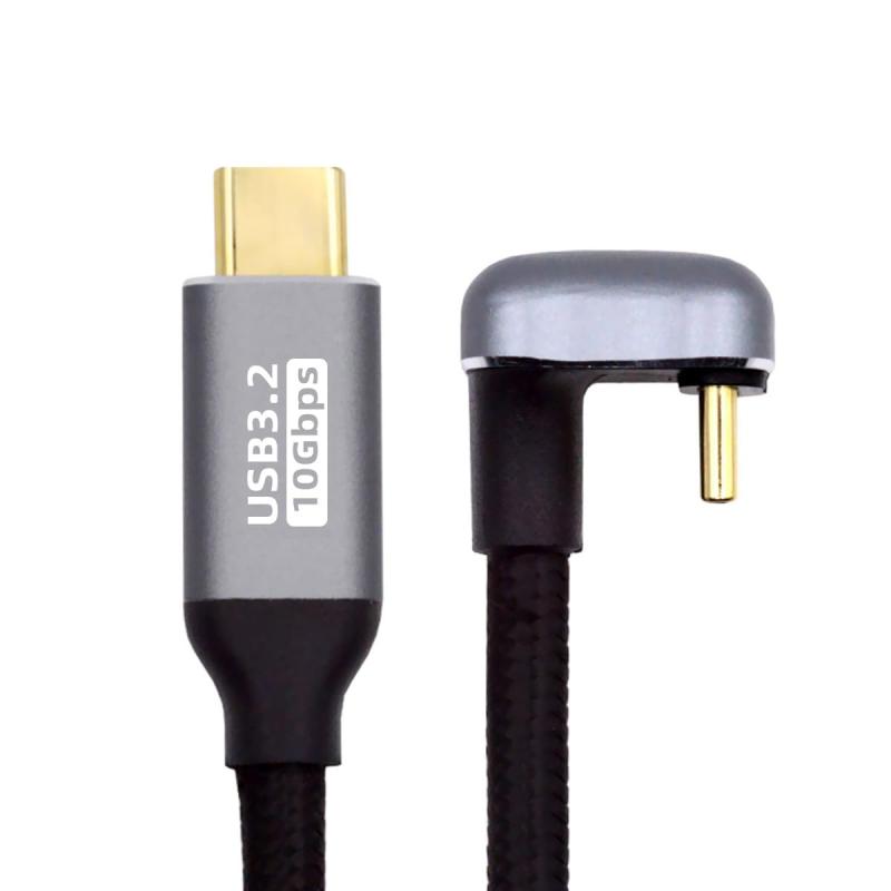 xiwai USB 3.1 USB-C Type C オス - オス ケーブル 10Gbps データ転送 100W PD 充電コード 4K 60Hz ビデオモニターケーブル 反対側 U字型バックアングルスリーブ付き Chromebook、ノ...