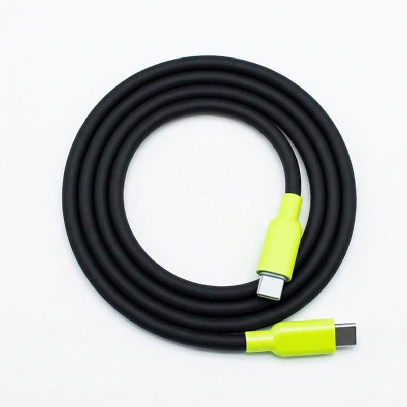 Piece Flow シリコンケーブル Type-C to Type-C 240W PD対応 急速充電 絡まない 柔らかい 480Mbps データ転送 バイカラー 亜鉛合金 高耐久 ミニマルデザイン【触れるたびに心地よい、リキッドシリコン素...
