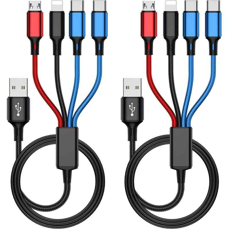 usb 充電ケーブル (デュアルUSB C 2本入) 携帯電話、タブレット、イヤホン、その他のデバイスを充電するためのマルチ充電ケーブル (非急速充電) ナイロン編組 3in1 USB ケーブル [並行輸入品]【1本3役】「guugei 3...