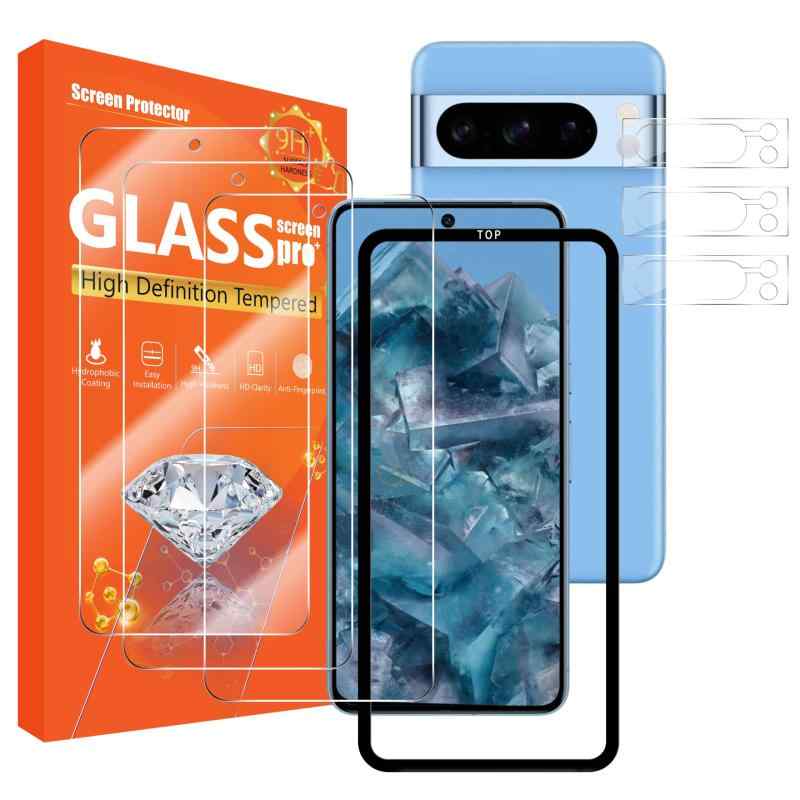 Seninhi [3+3Pack] for Google Pixel 8 Pro Screen Protector 3Pack + Camera Lens Protector 3Pack, Tempered Glass Screen Pro...