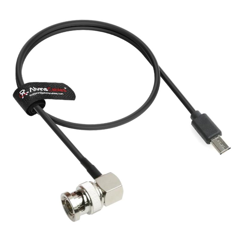 Alvin's Cables ロック式3.5mm TRS タイムコード同期ケーブル、左L型マイクロUSB Sony FX3/FX30/A7SIII/A1 Deity TC-1 Tentacle Sync-E 互換